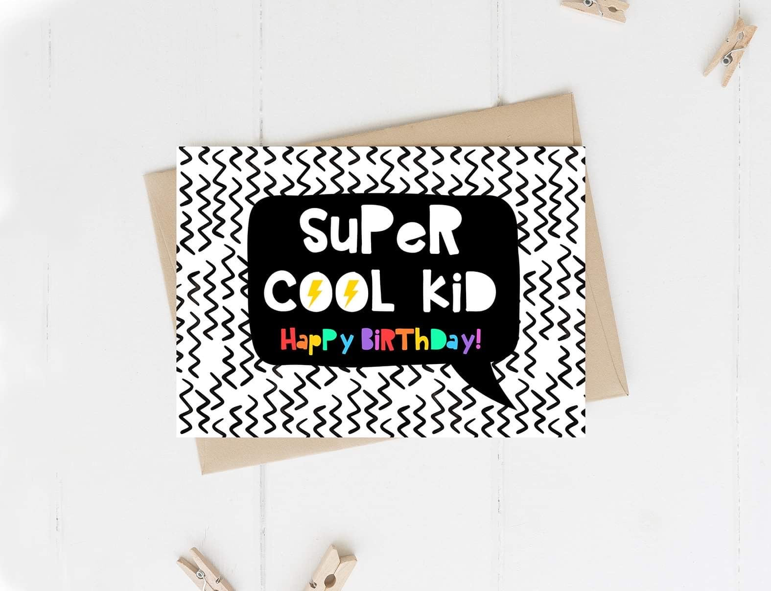 ‘Super Cool Kid’ Birthday Card – Rosa Loves Rainbows