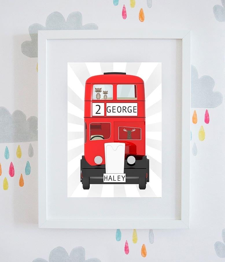 Personalised Red Double Decker London Bus Wall Art – Rosa Loves Rainbows